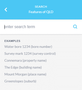 Search Options - Queensland Globe Help